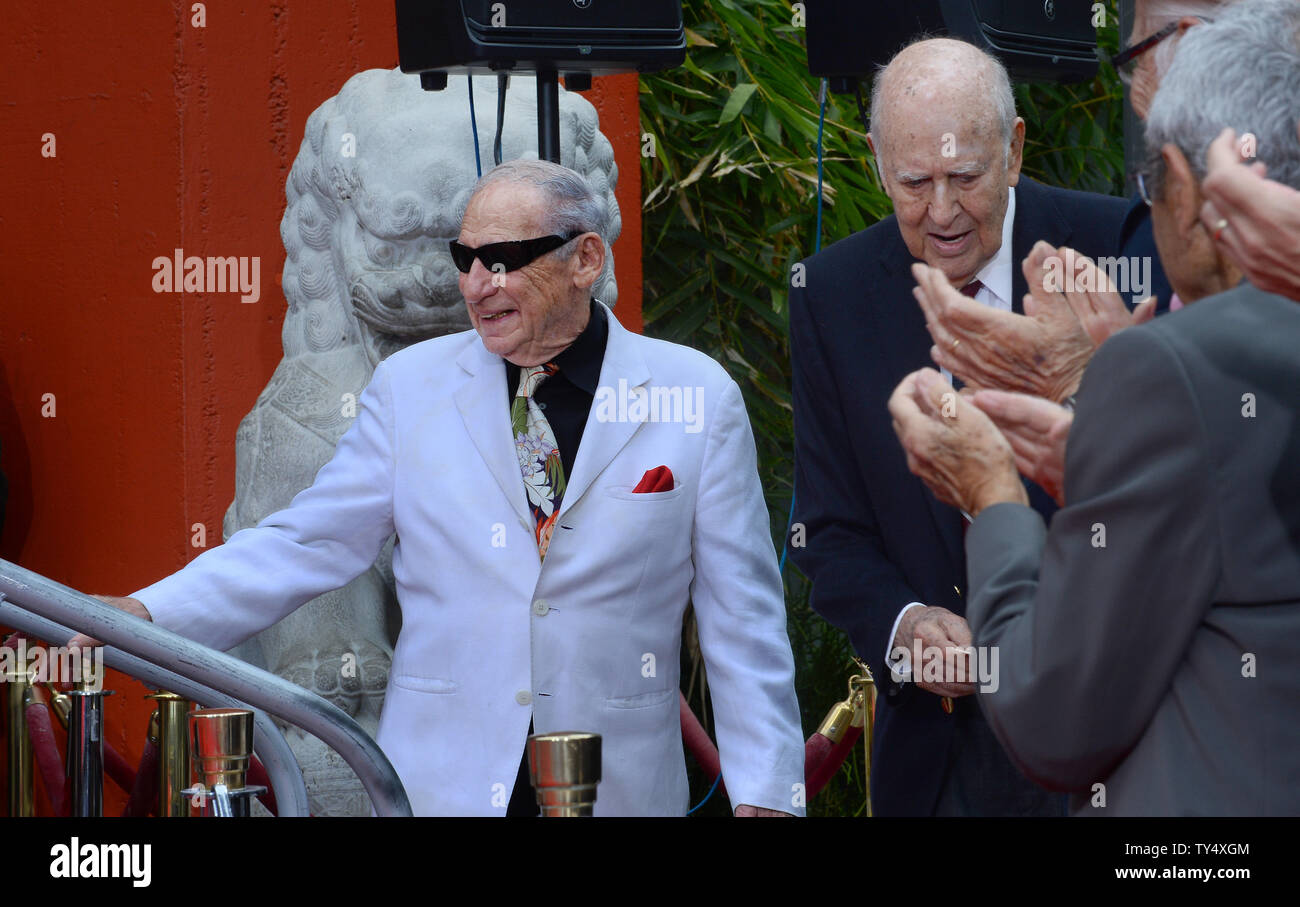 Actor and director Mel Brooks (L) is all smiles after director Carl ...