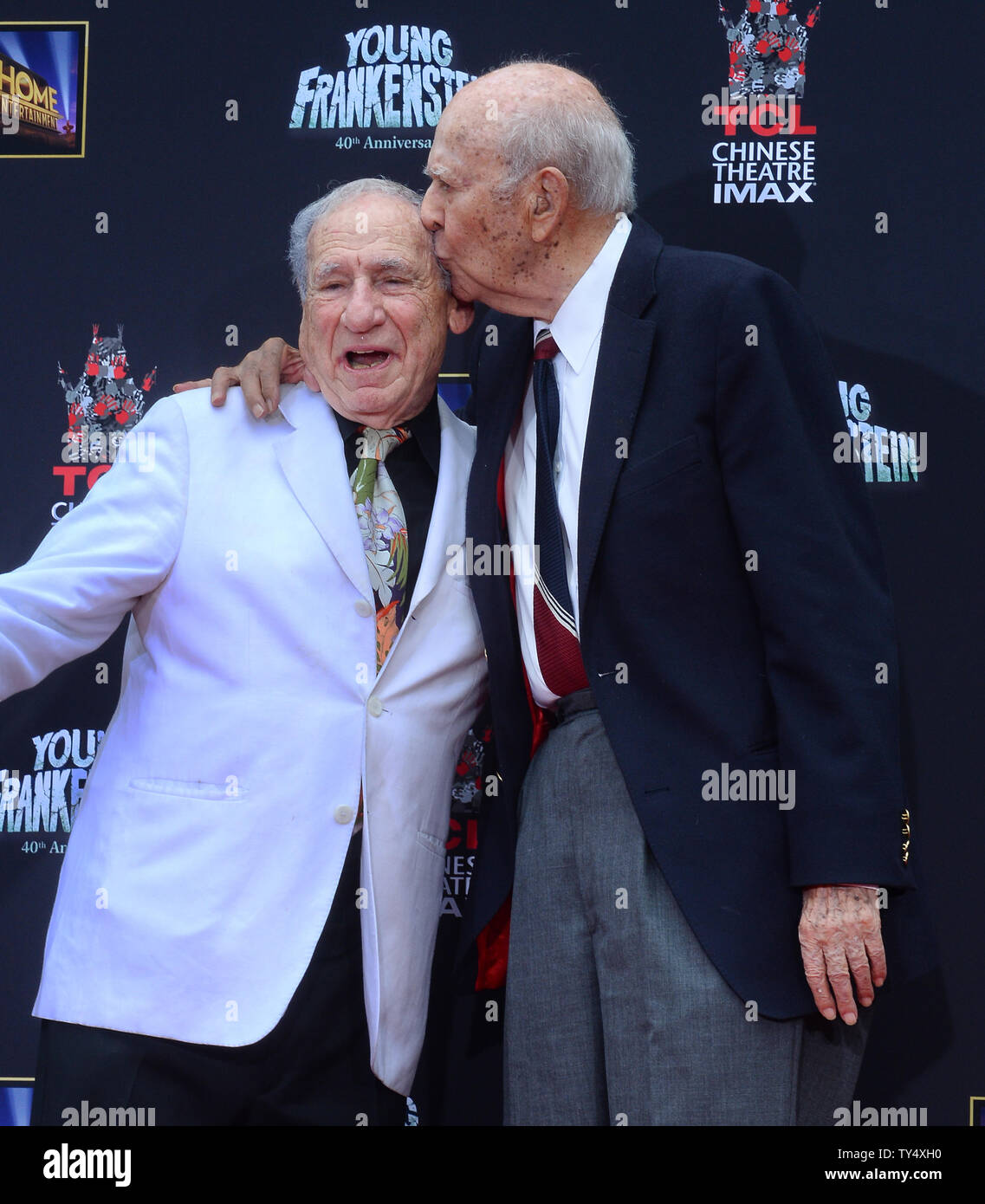 Writer/director/actor Mel Brooks (L) and director Carl Reiner pose ...