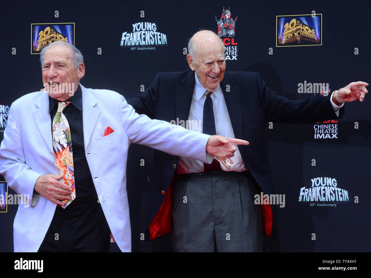 Writer/director/actor Mel Brooks (L) and director Carl Reiner pose ...