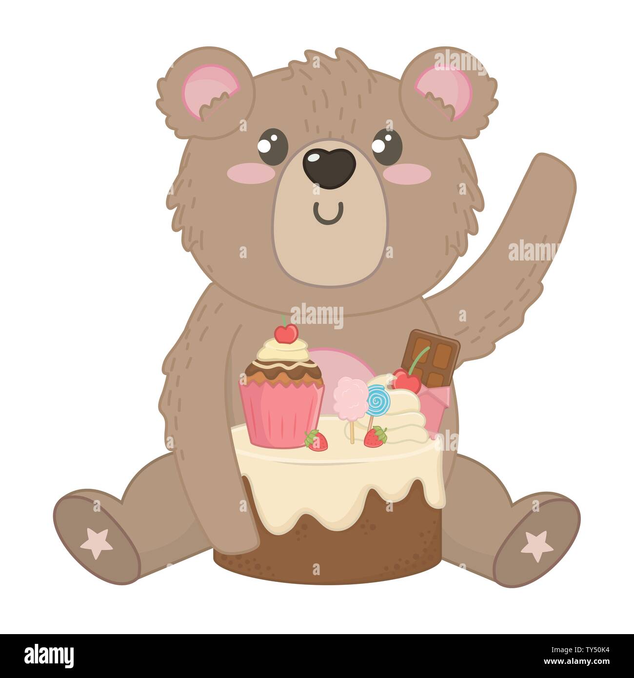 Bear cartoon with sweet food design, Animal cute zoo life nature and ...
