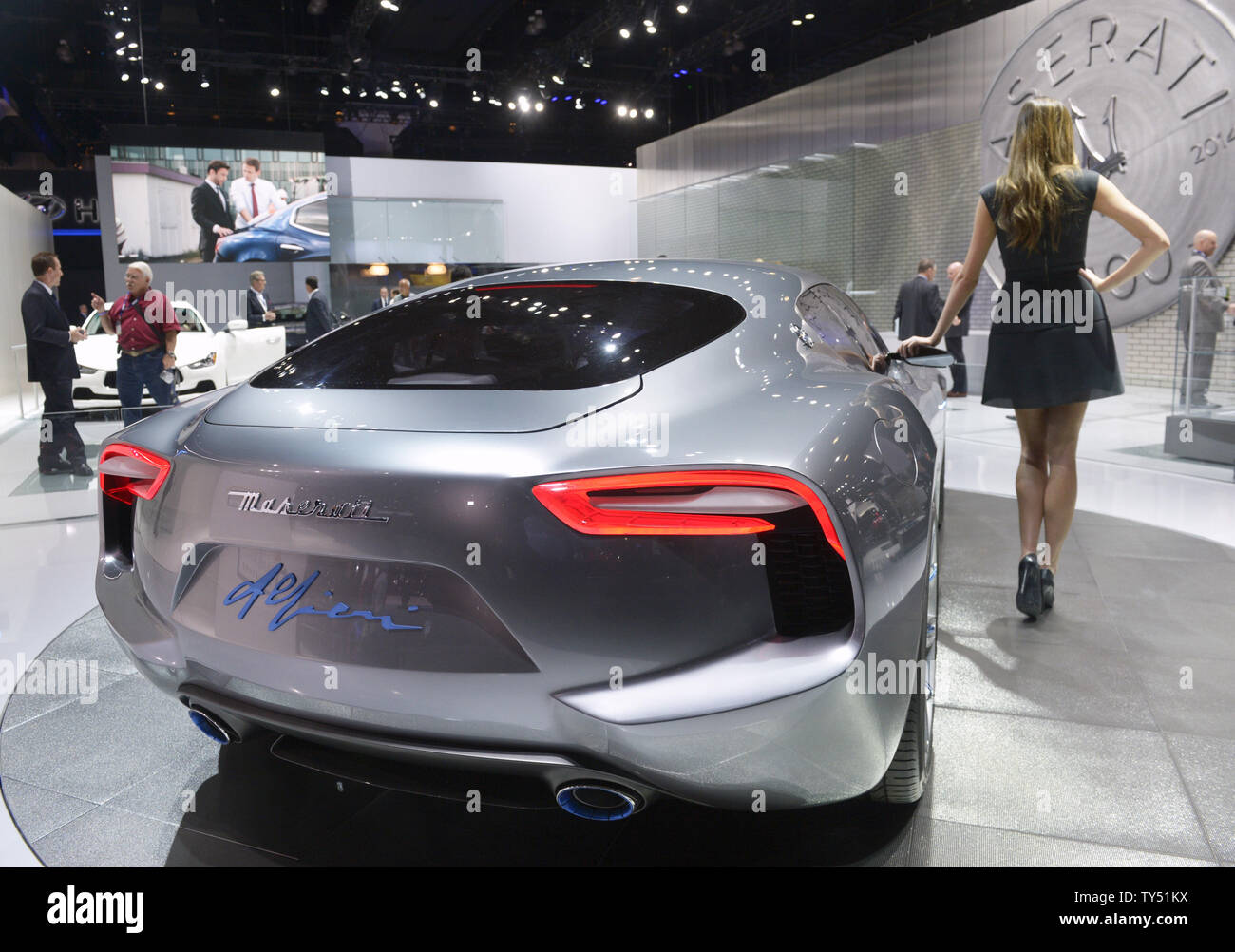 A Maserati Alfieri concept car is displayed at the 2014 Los Angeles ...