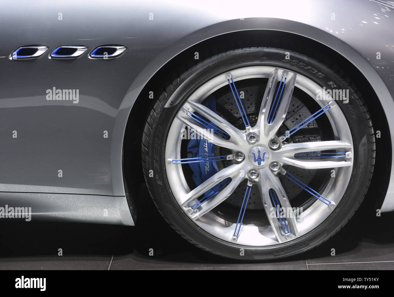 A Maserati Alfieri concept car is displayed at the 2014 Los Angeles ...