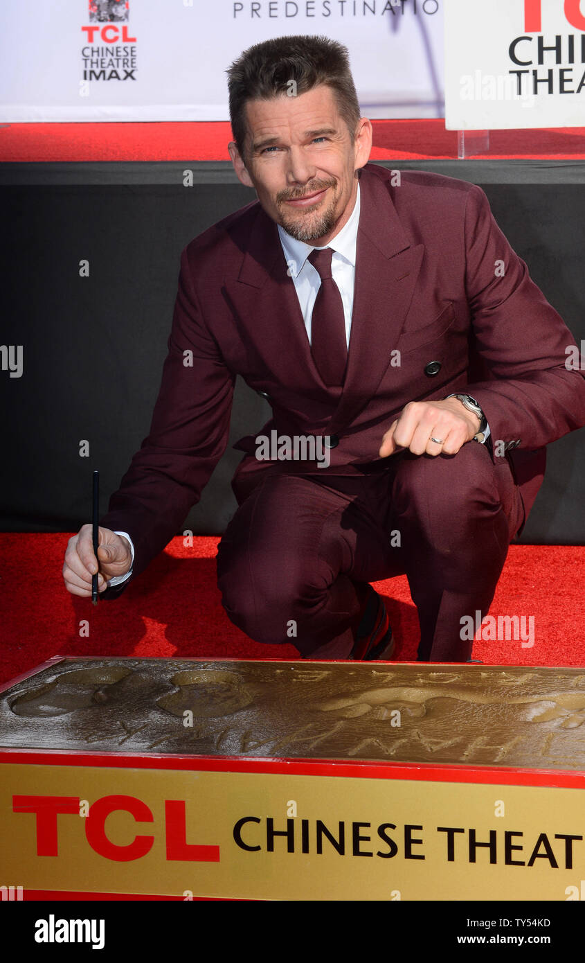 Actor Ethan Hawke participates in a hand & footprint ceremony honoring ...