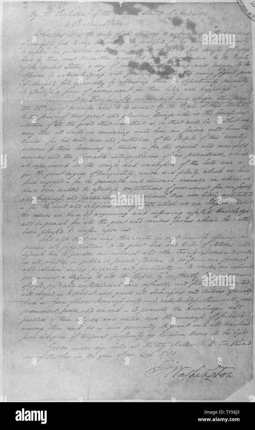 Thanksgiving proclamation Black and White Stock Photos & Images - Alamy