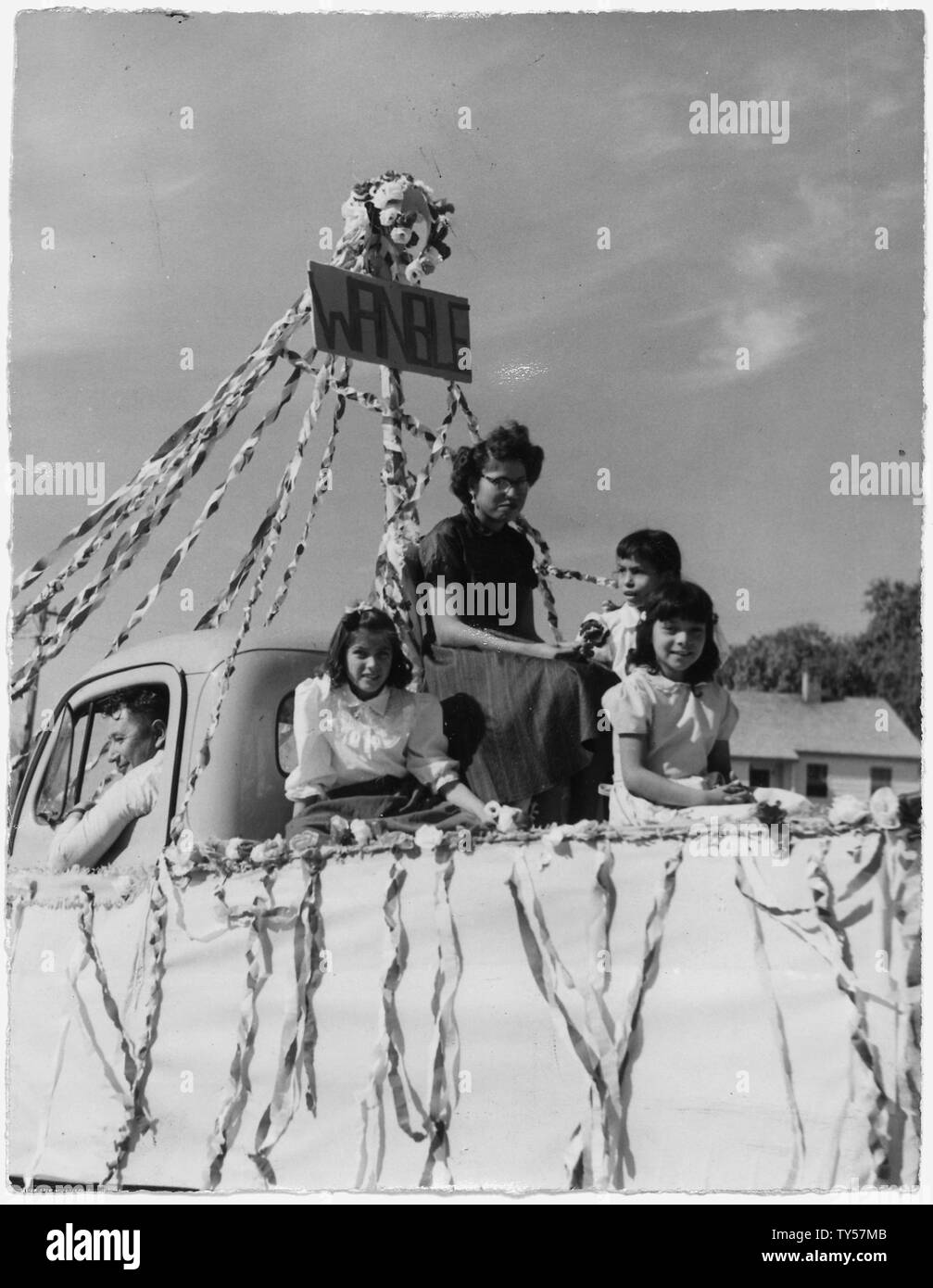 Girls on a parade float Stock Photo - Alamy