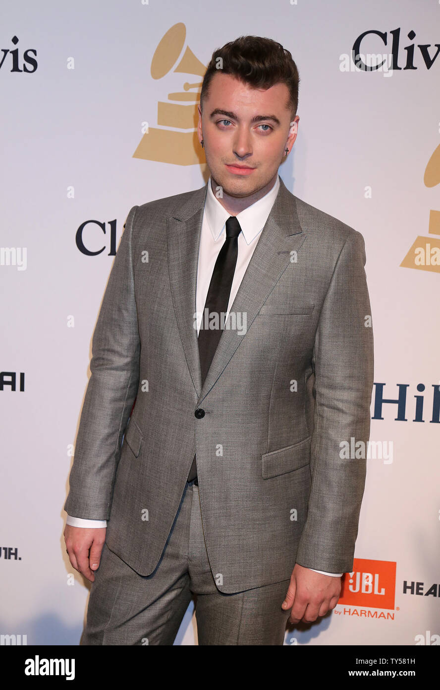 Sam Smith arrives on the red carpet before the annual Clive Davis Pre ...