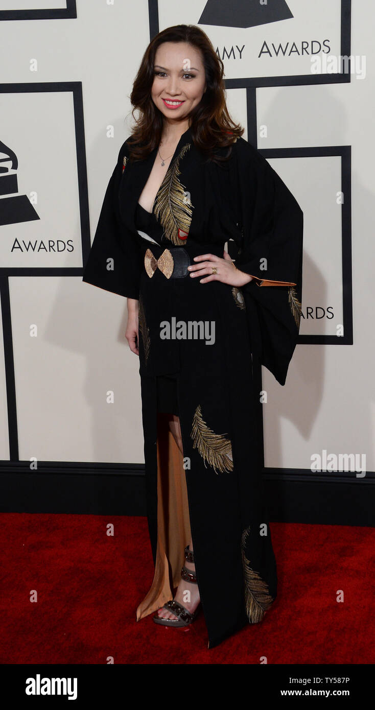 Meg Okura arrives for the 57th Grammy Awards at Staples Center in Los ...