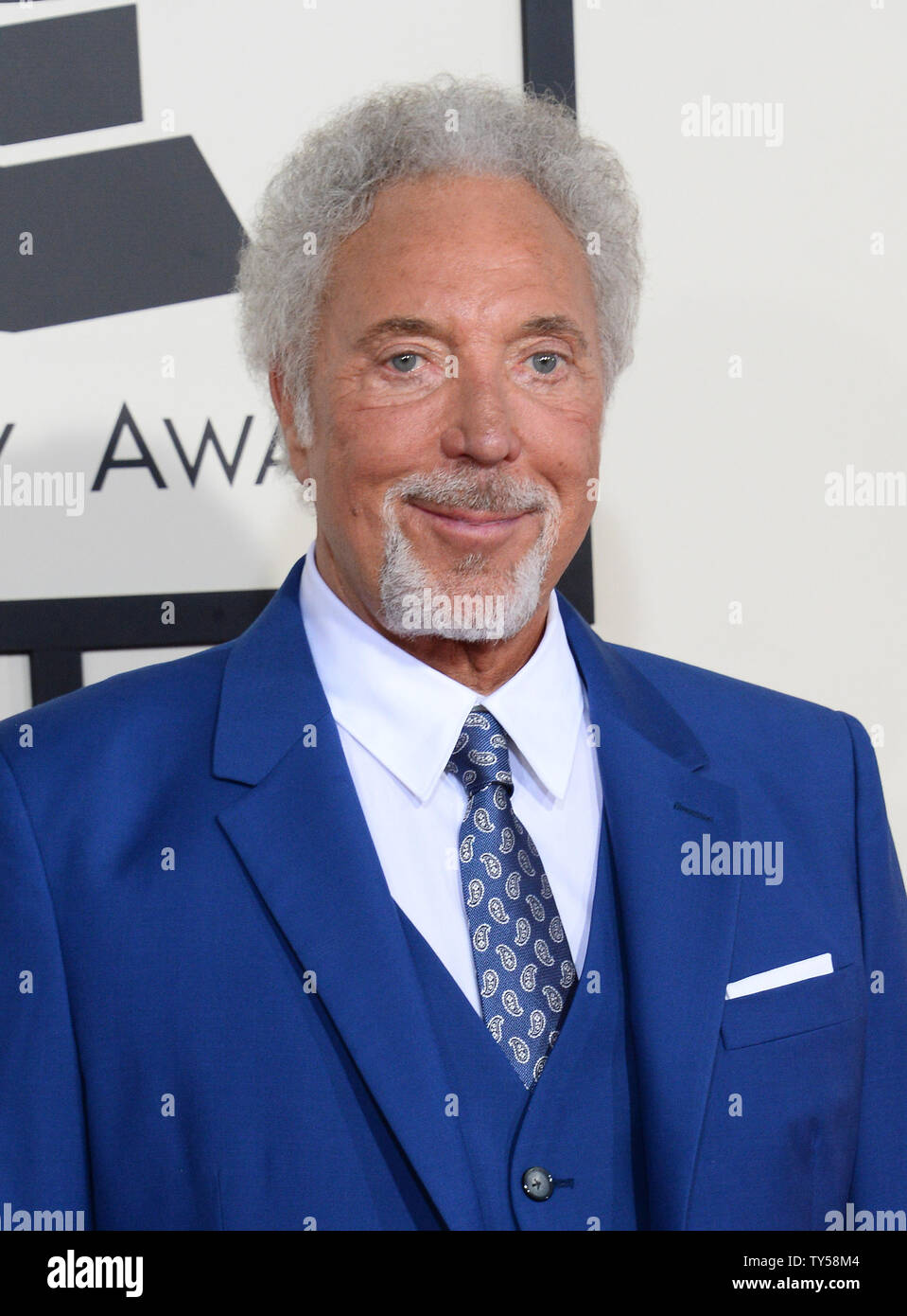 Tom Jones arrives for the 57th Grammy Awards at Staples Center in Los ...