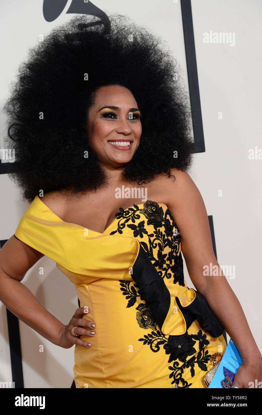 Cuban singer Aymee Nuviola arrives for the 57th Grammy Awards at ...