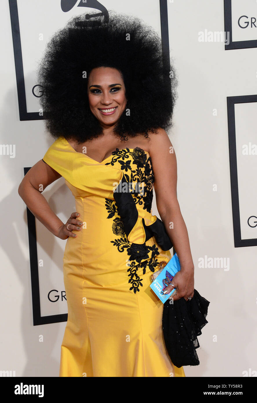 Cuban singer Aymee Nuviola arrives for the 57th Grammy Awards at ...