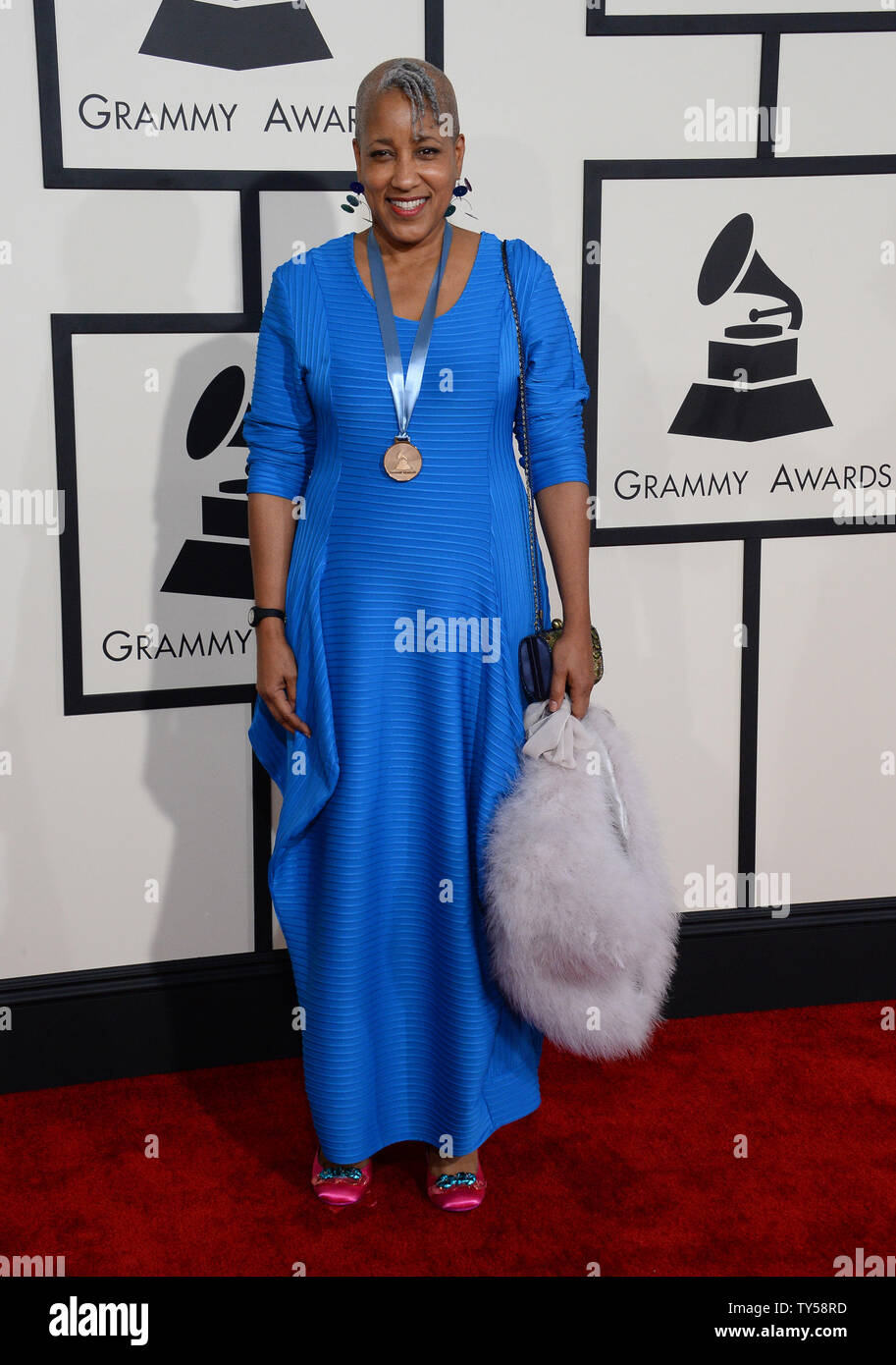 Jazz vocalist Rene Marie arrives for the 57th Grammy Awards at Staples ...