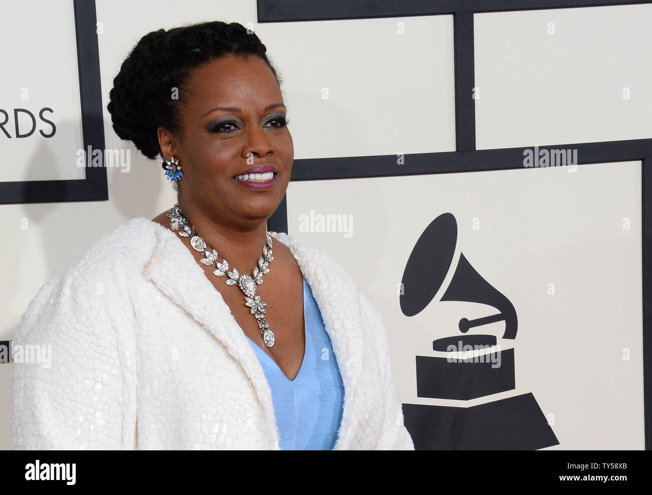 Singer Dianne Reeves arrives for the 57th Grammy Awards at Staples ...