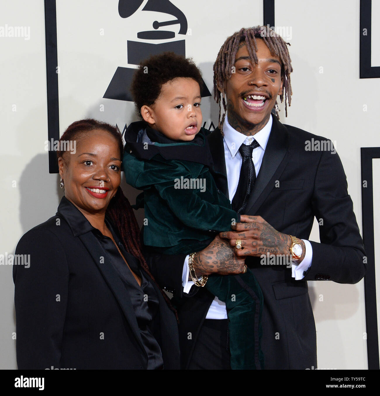 Wiz Khalifa and his 1-year-old son Sebastian and his mother Peachie ...