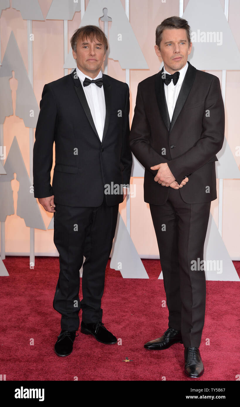 "Boyhood" director Richard Linklater (L) and actor Ethan Hawke arrive ...