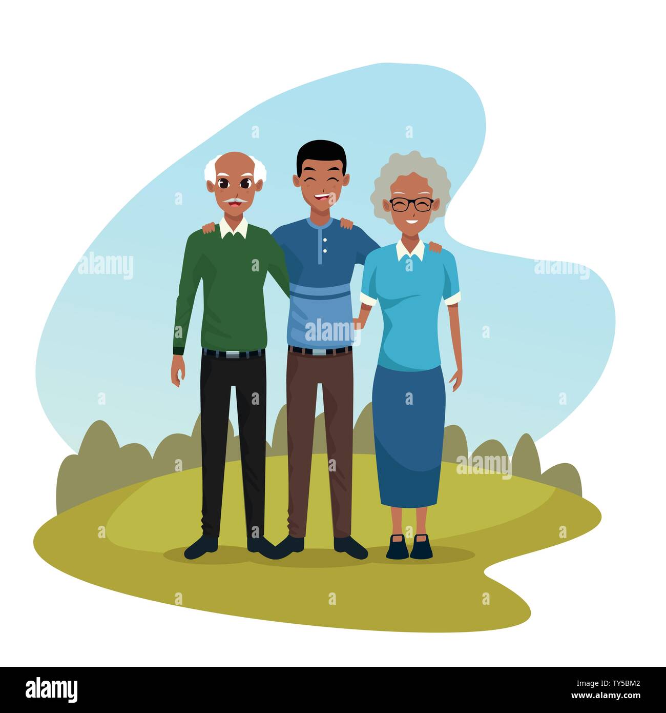 Parents adult son silhouette Stock Vector Images - Alamy