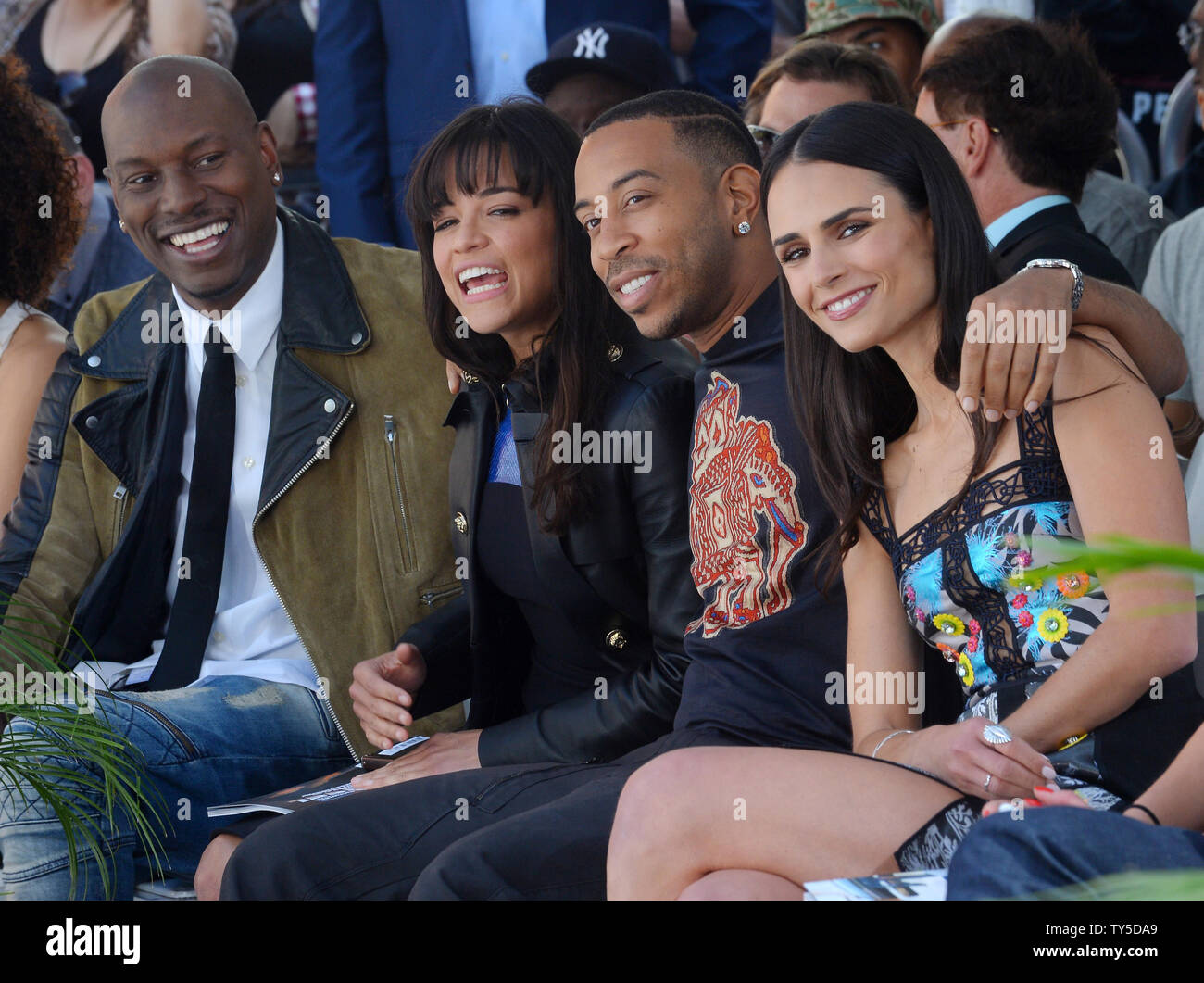 "Furious 7" cast members Tyrese Gibson, Michelle Rodriguez, Chris ...