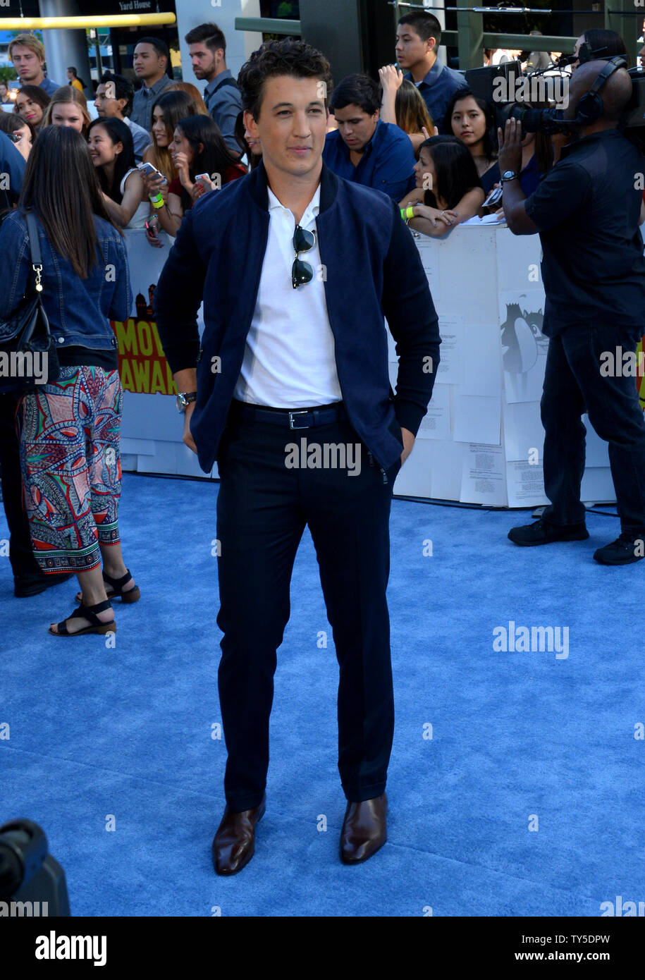 Actor Miles Teller arrives for the MTV Movie Awards at Nokia Theatre L ...