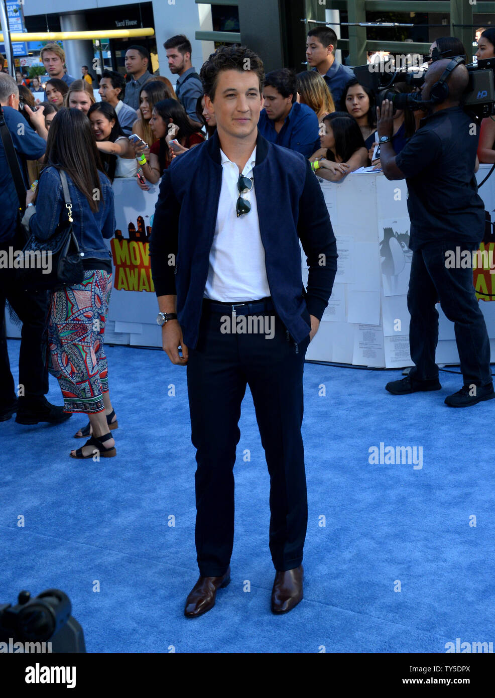 Actor Miles Teller arrives for the MTV Movie Awards at Nokia Theatre L ...