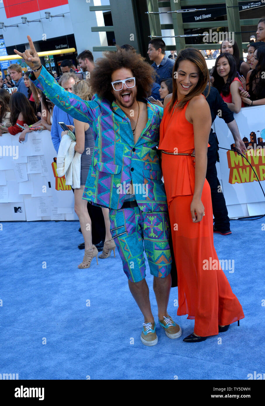 Musician Redfoo, left, and guest arrive for the MTV Movie Awards at ...