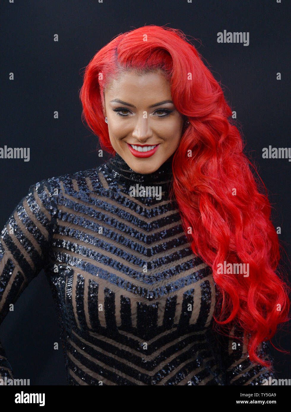 Model and TV personality Eva Marie attends the premiere of the motion ...