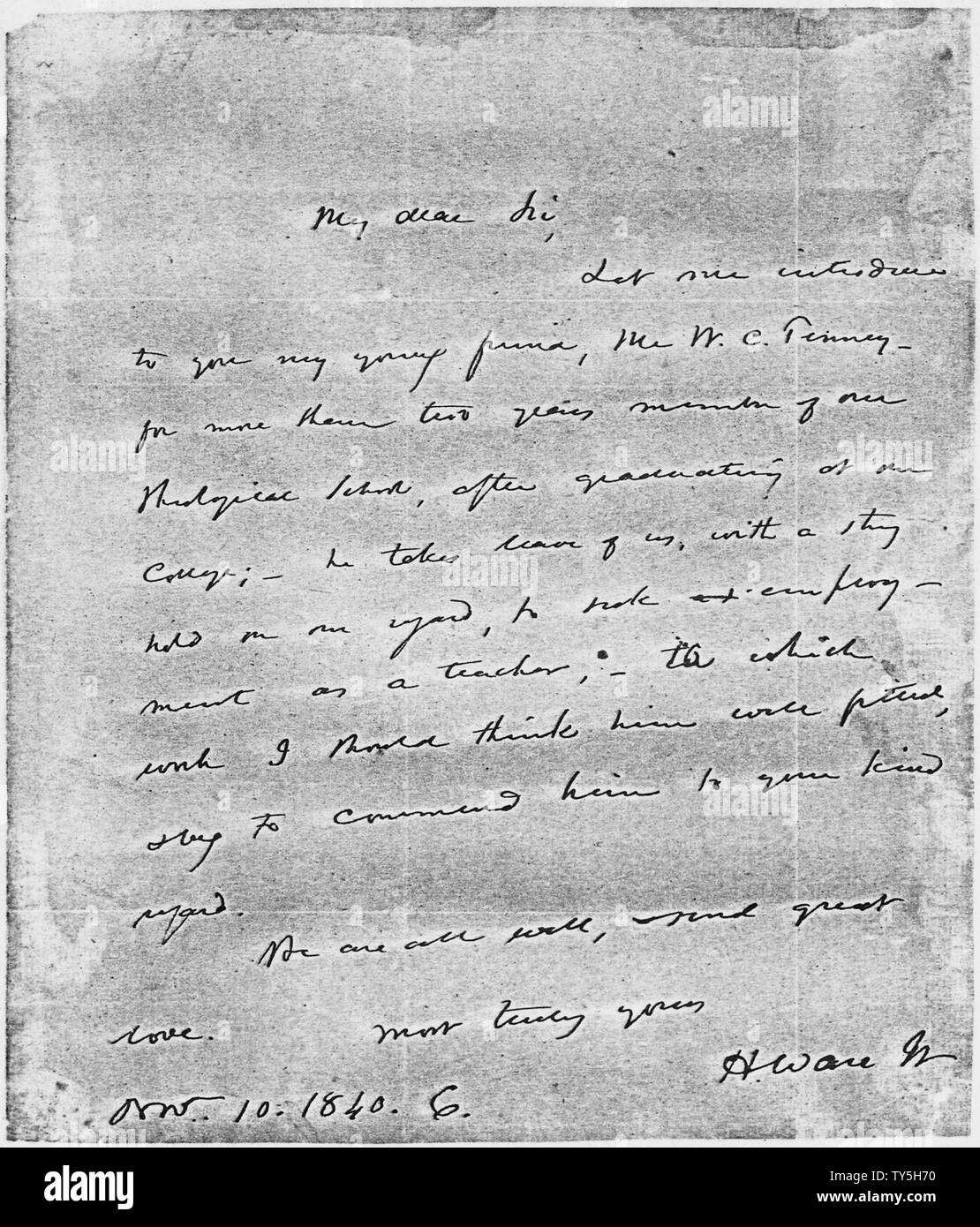 Henry Ware Letter November 10, 1840; Scope and content: Handwritten ...