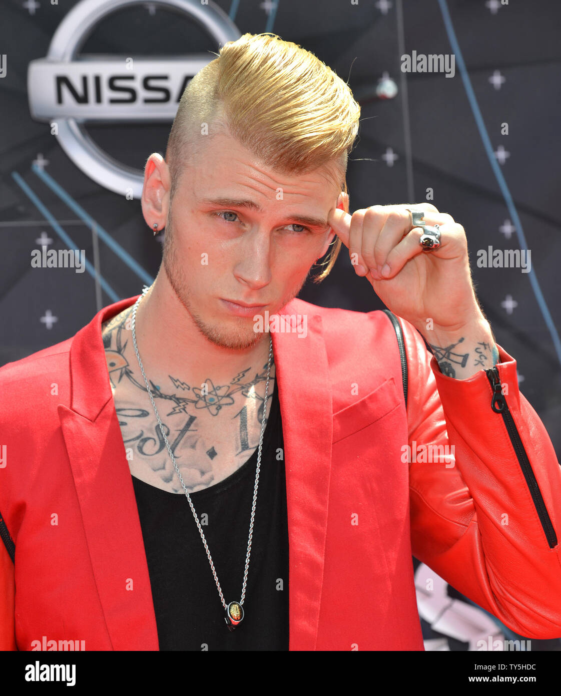 Musician Machine Gun Kelly attends the 15th annual BET Awards at ...
