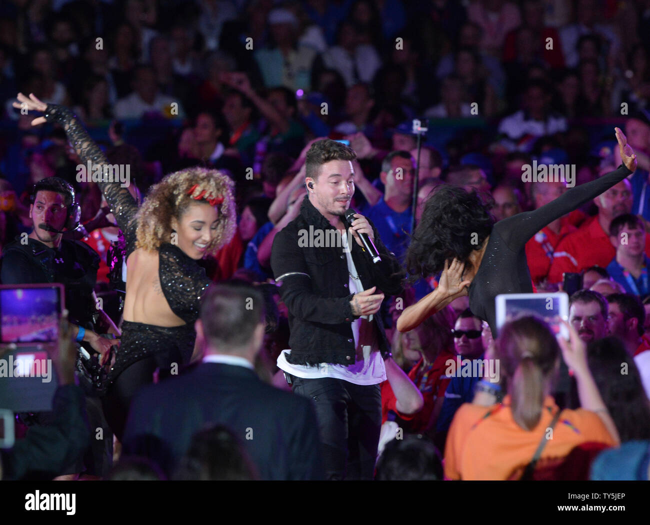 Columbian singer J Balvin performs during the opening ceremony of the ...