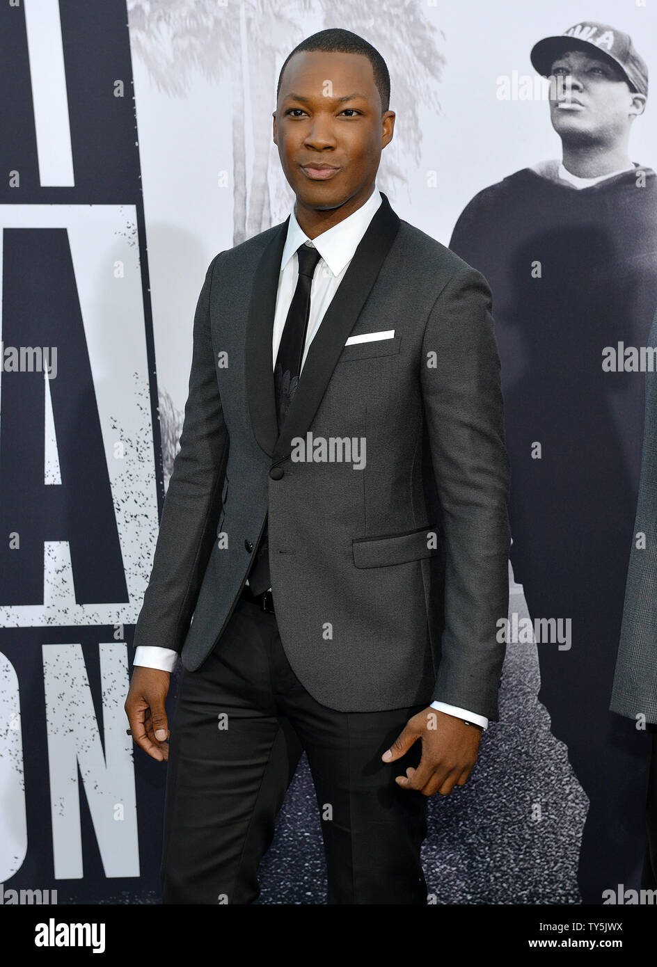 Cast member Corey Hawkins attends the premiere of the N.W.A. motion ...