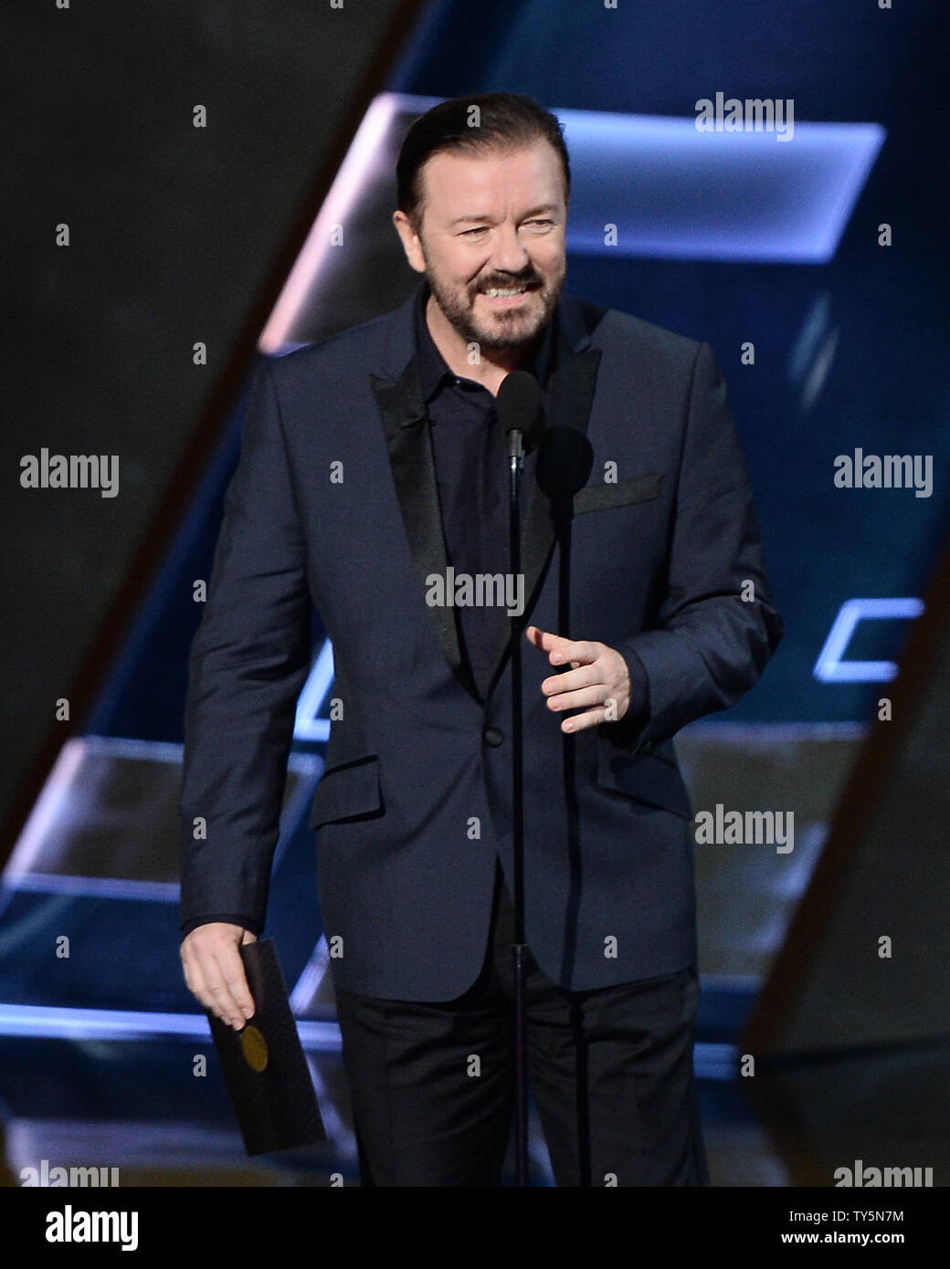 Actor Ricky Gervais appears onstage during the 67th Primetime Emmy ...