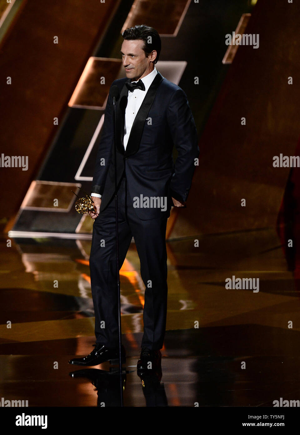 Actor Jon Hamm accepts the award for Outstanding Lead Actor in a Drama ...