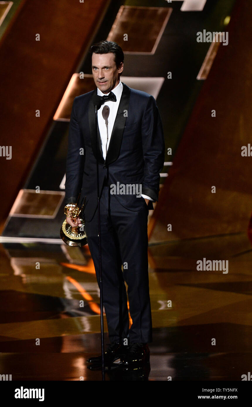 Actor Jon Hamm accepts the award for Outstanding Lead Actor in a Drama ...