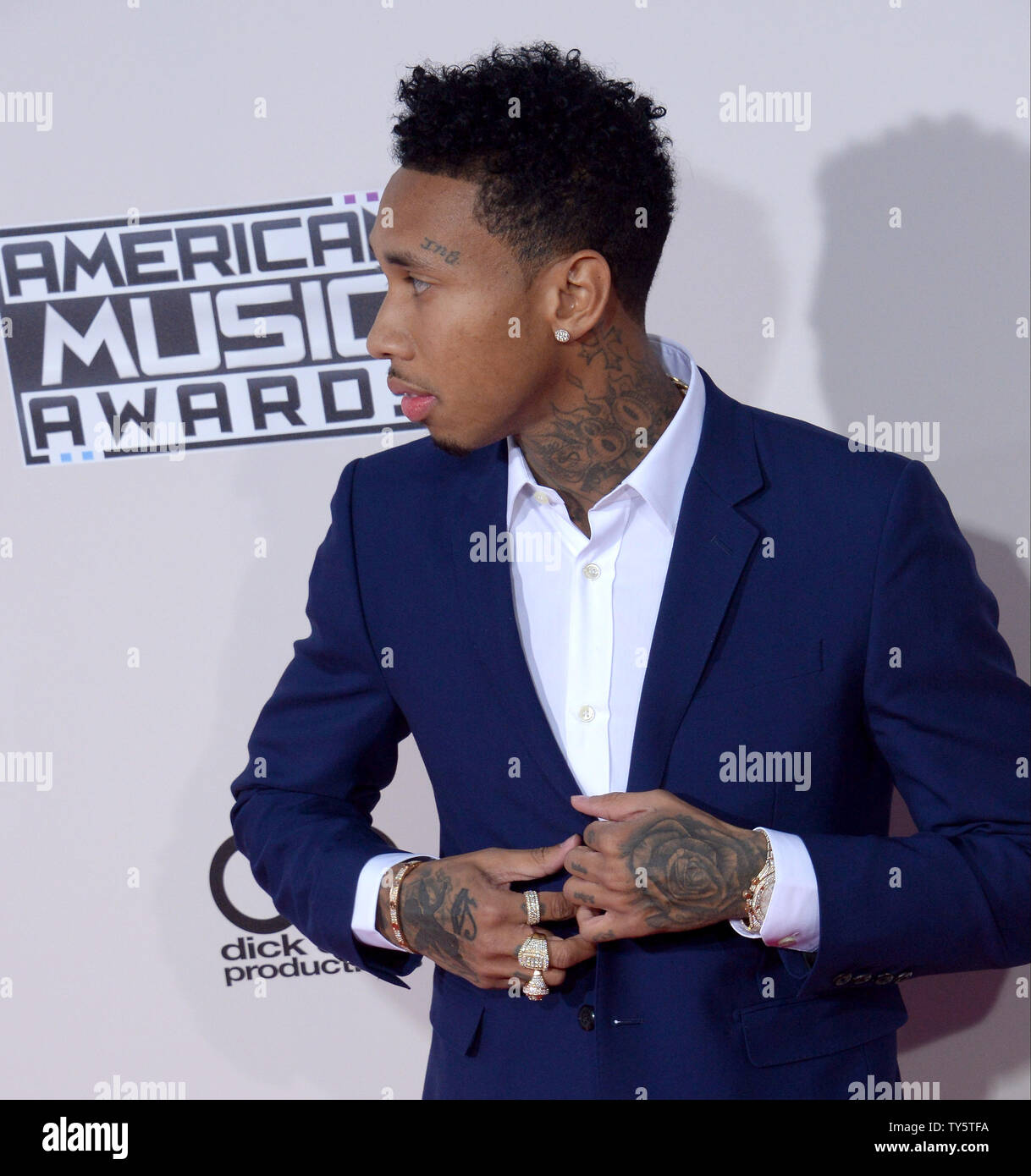 Rapper Tyga arrives for the 43rd annual American Music Awards held at ...