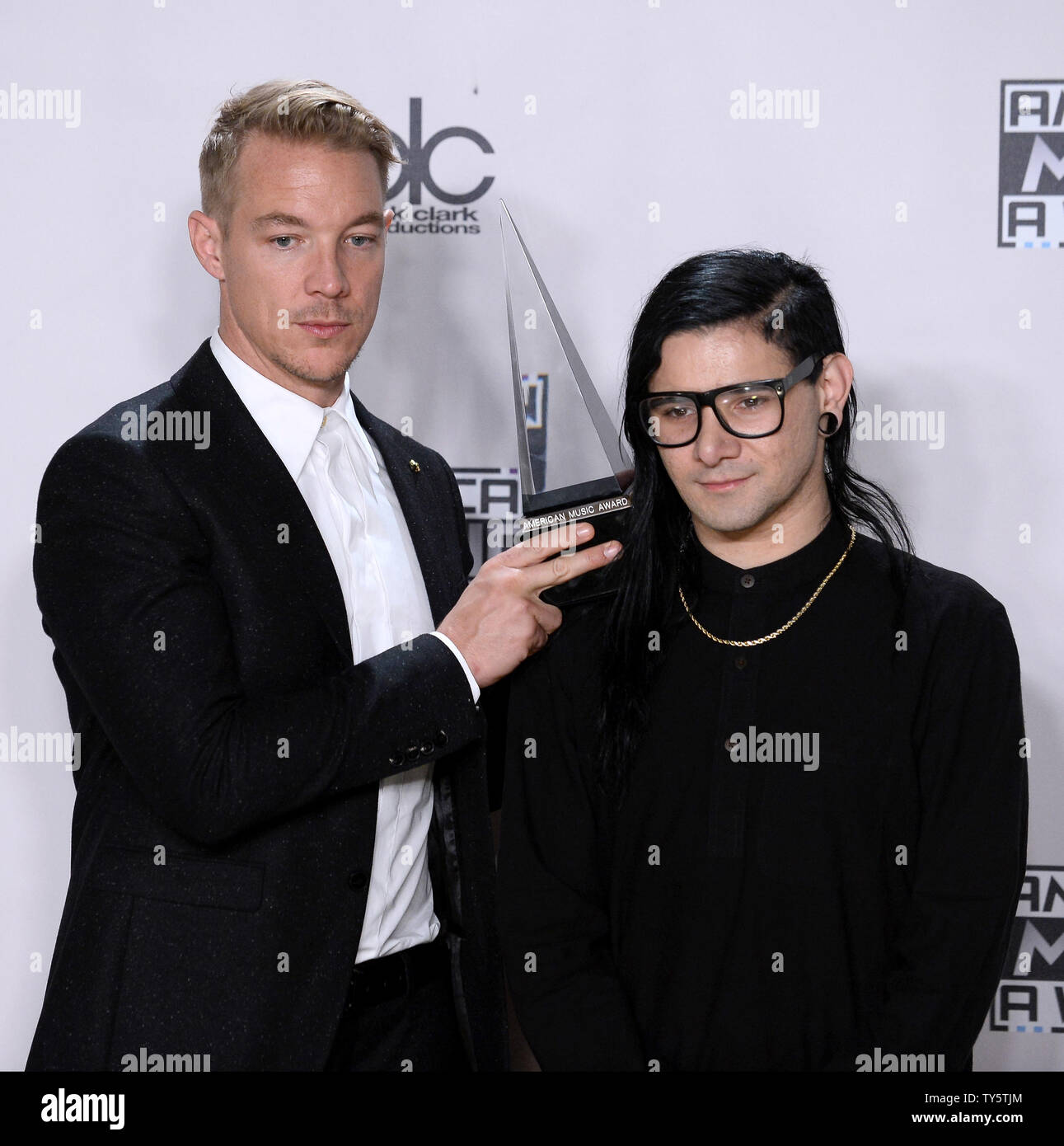 From left, recording artists Diplo and Skrillex of Jack U, winners of ...