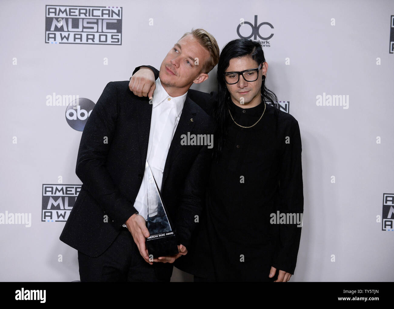 From left, recording artists Diplo and Skrillex of Jack U, winners of ...