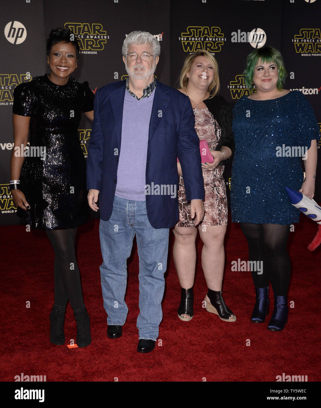 George Lucas and family attend the premiere of the film "Star Wars: The ...