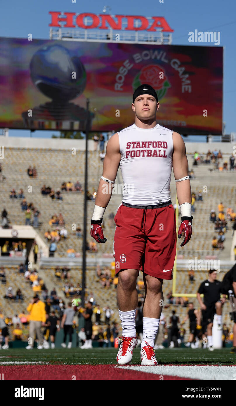Christian McCaffrey #5 of the Stanford Cardinal during warmups before ...