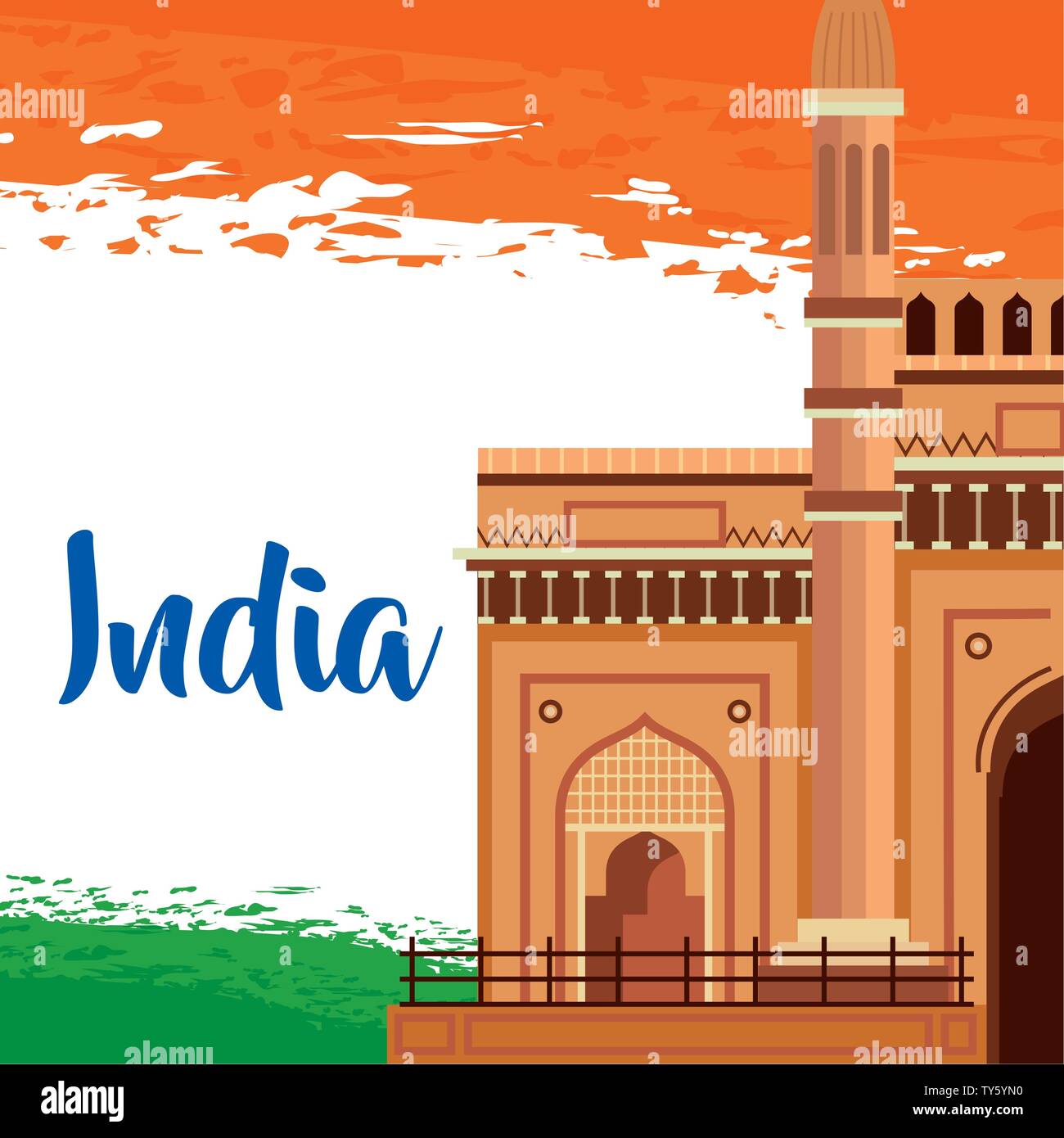 india traditional flag with architecture and holiday Stock Vector Image ...