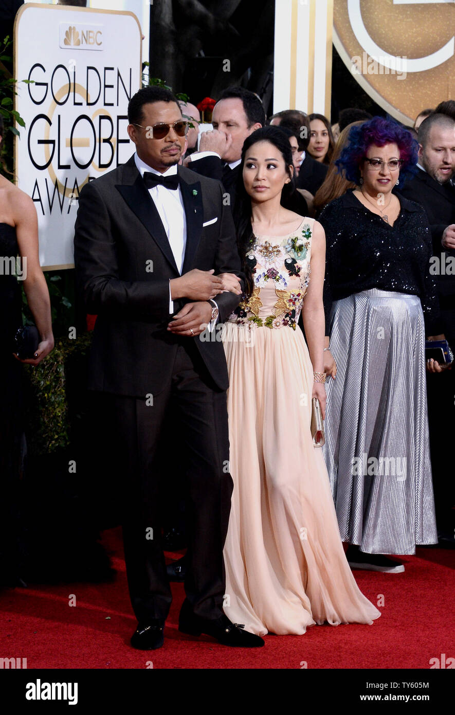 Actor Terrence Howard, left, and Mira Pak attend the 73rd annual Golden ...