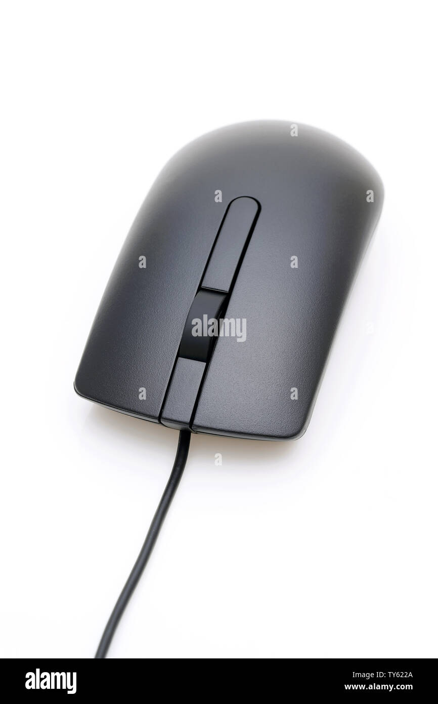 Computer mouse with cable on white background Stock Photo - Alamy