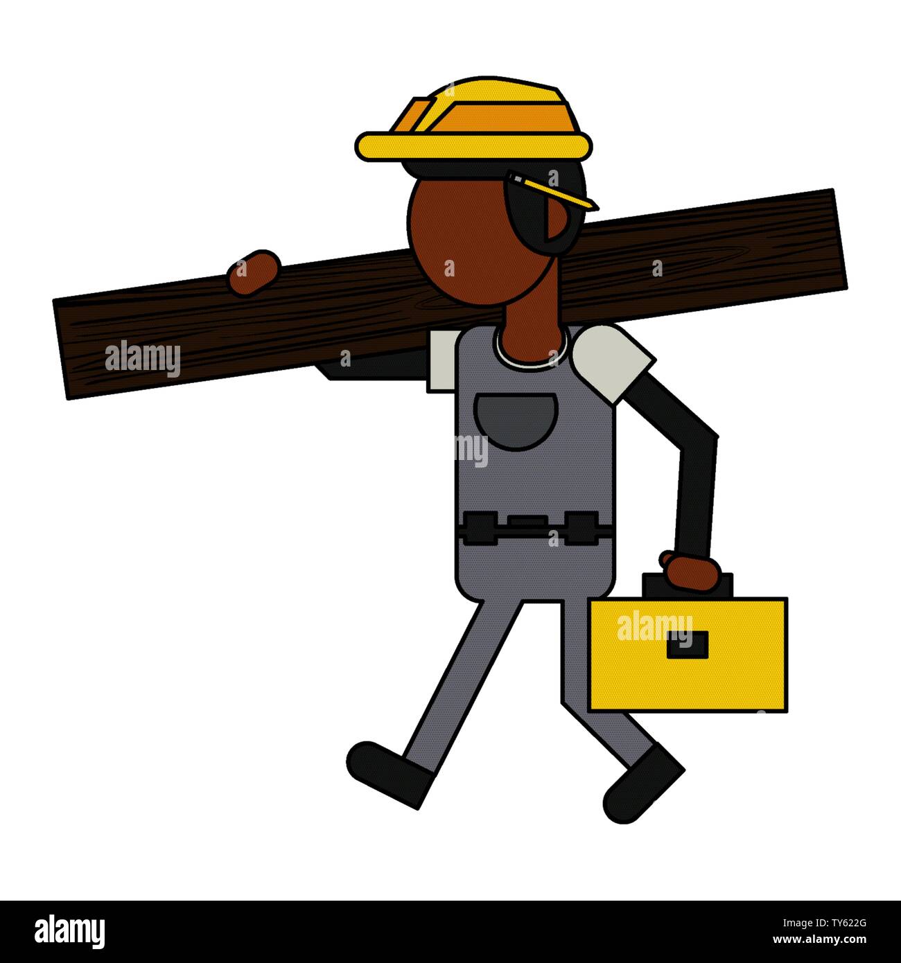 Construction worker smiling cartoon isolated faceless Stock Vector ...