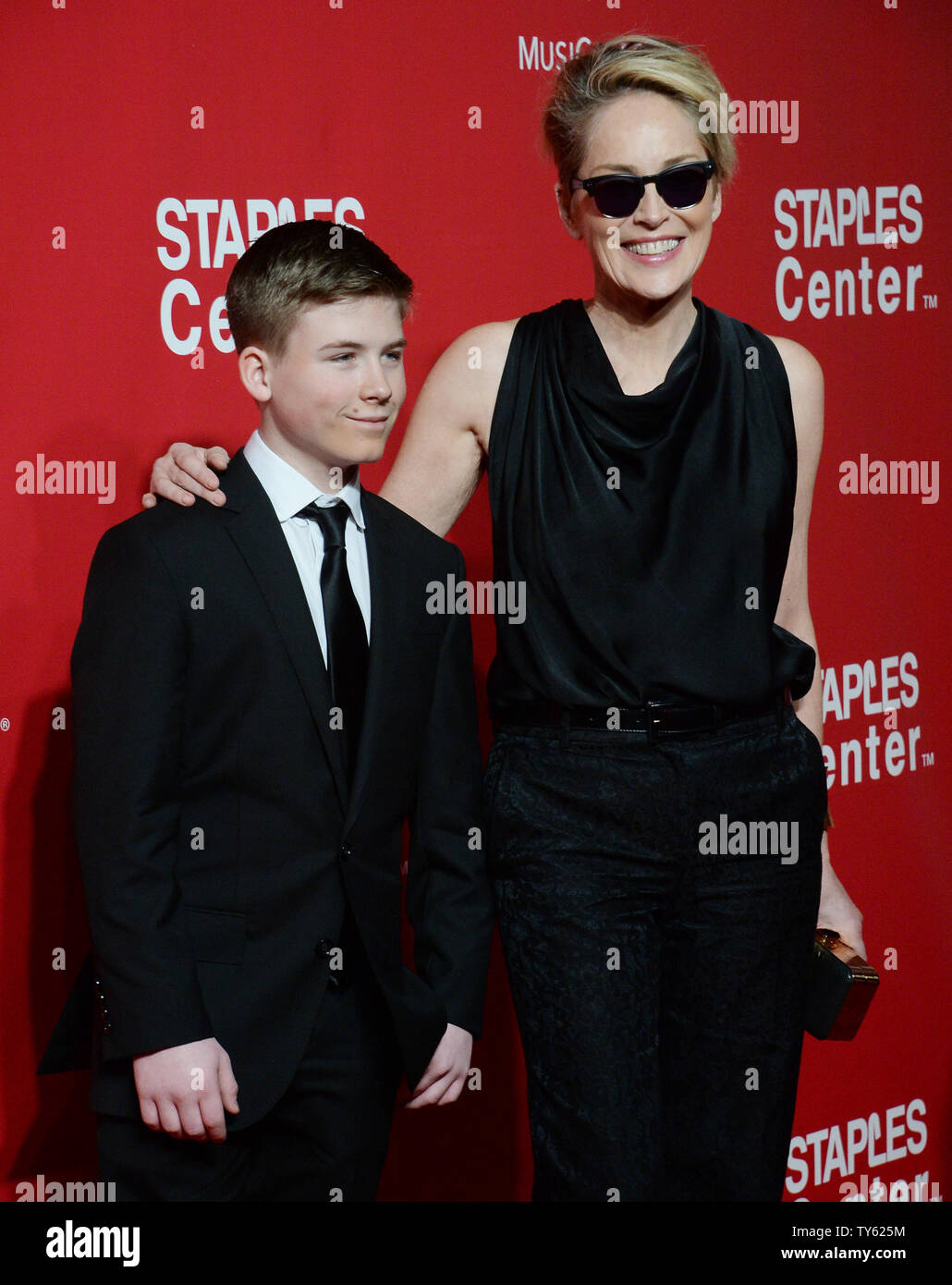 Actress Sharon Stone and her son Roan Bronstein arrive for the ...