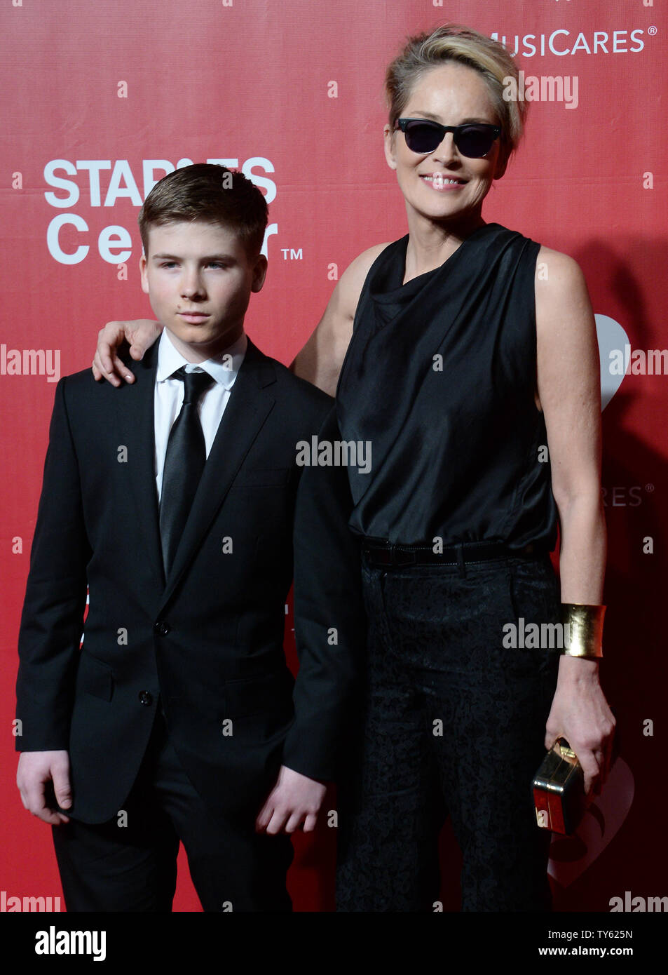 Actress Sharon Stone and her son Roan Bronstein arrive for the ...