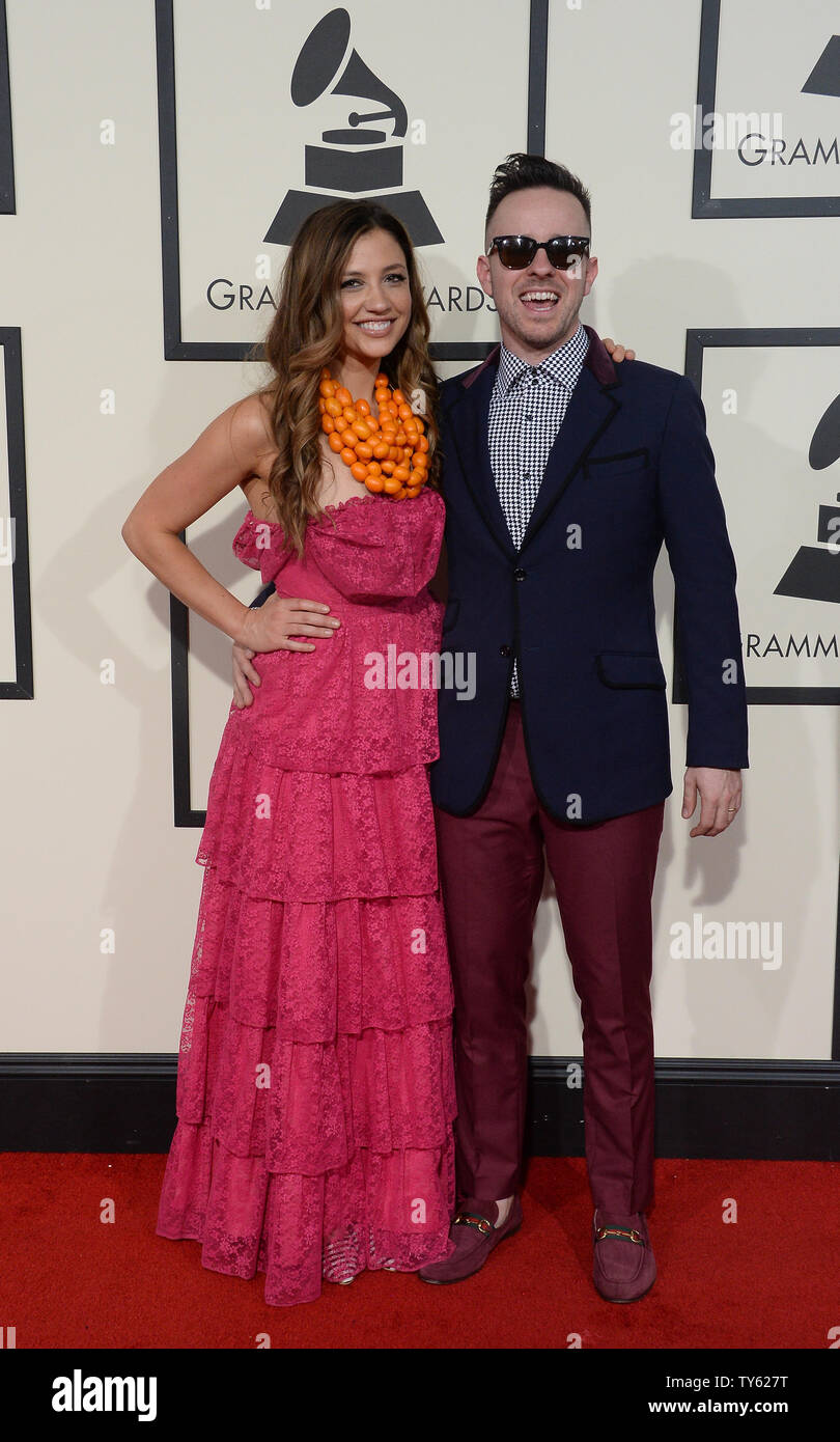 Ricky Reed, right, and guest arrive for the 58th annual Grammy Awards ...