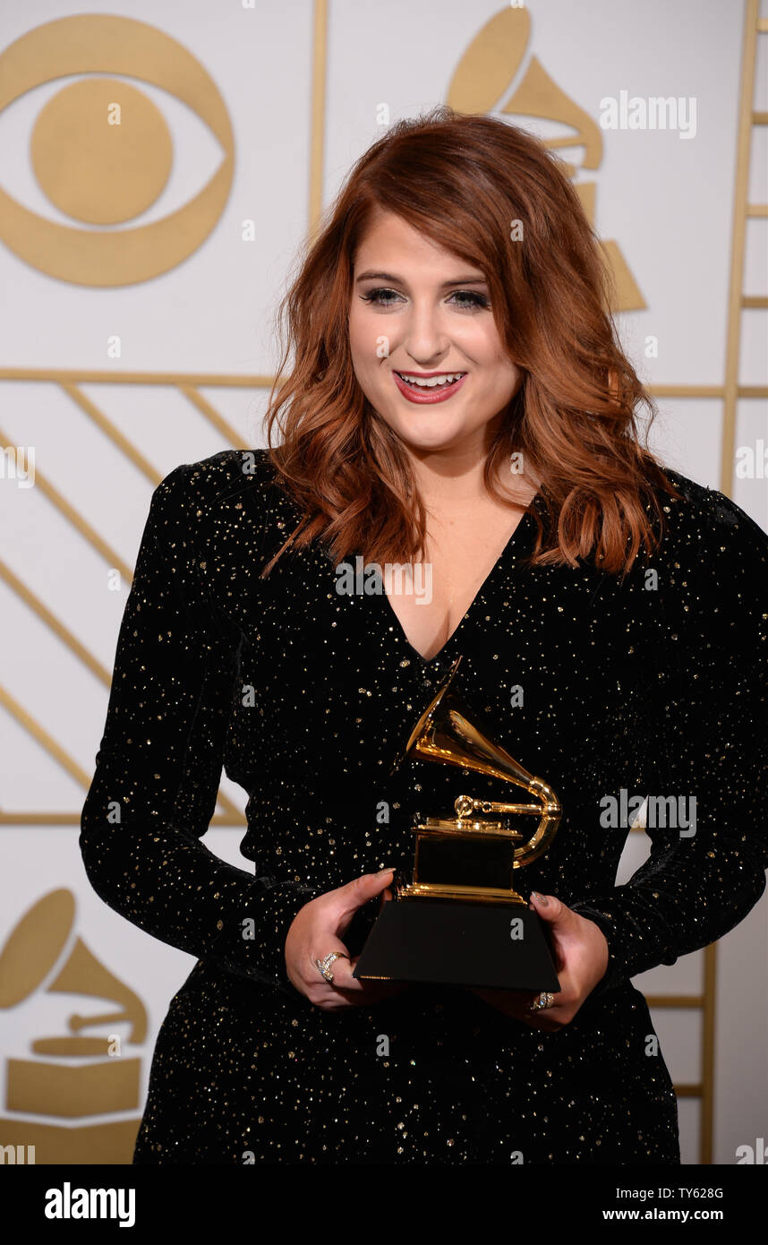 Singer Meghan Trainor, winner of the Best New Artist award, appears ...