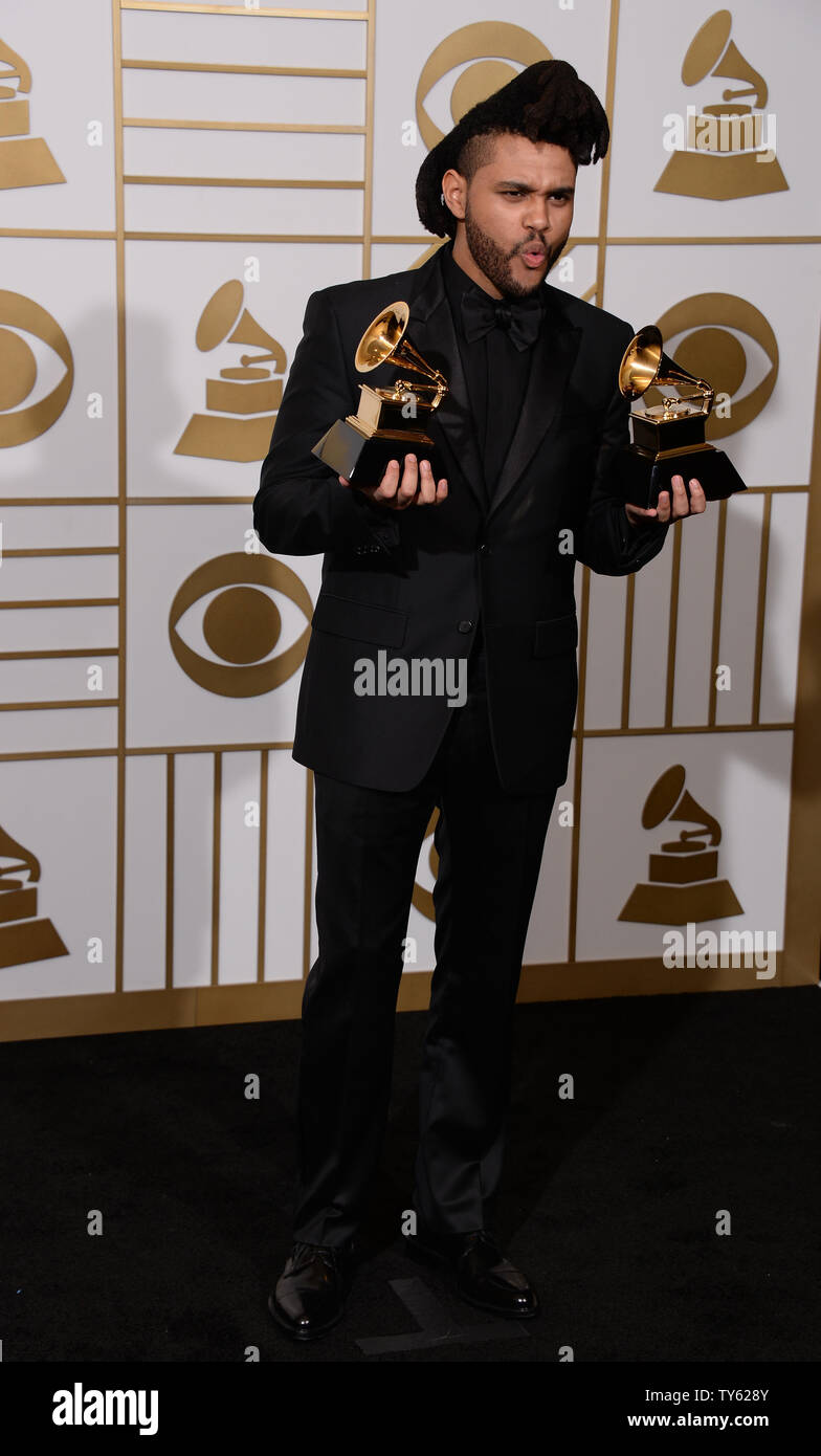 The Weeknd, winner of the Best R&B Performance award for 'Earned It ...
