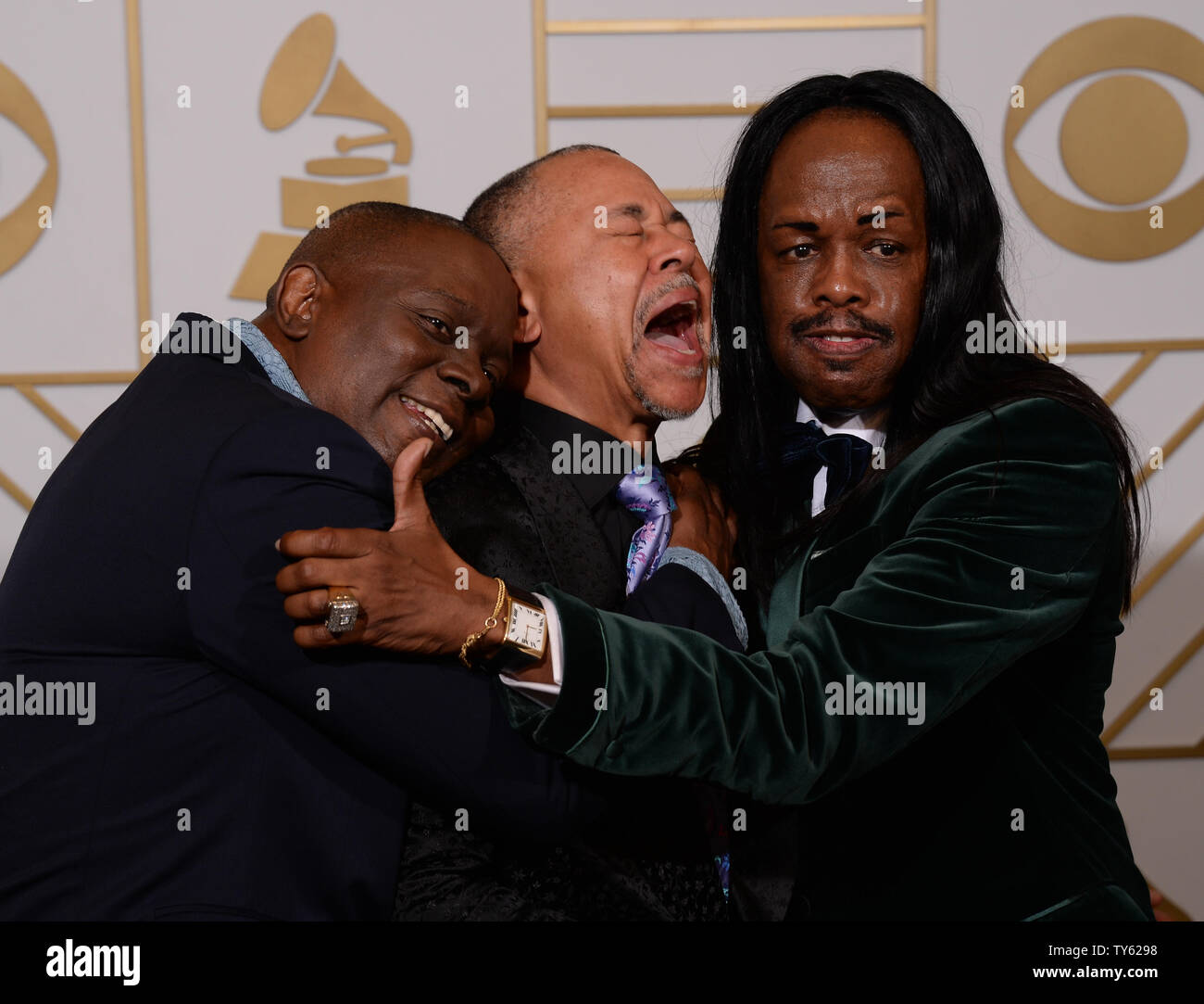 Lifetime Achievement Honoree, Earth, Wind & Fire, appear backstage ...