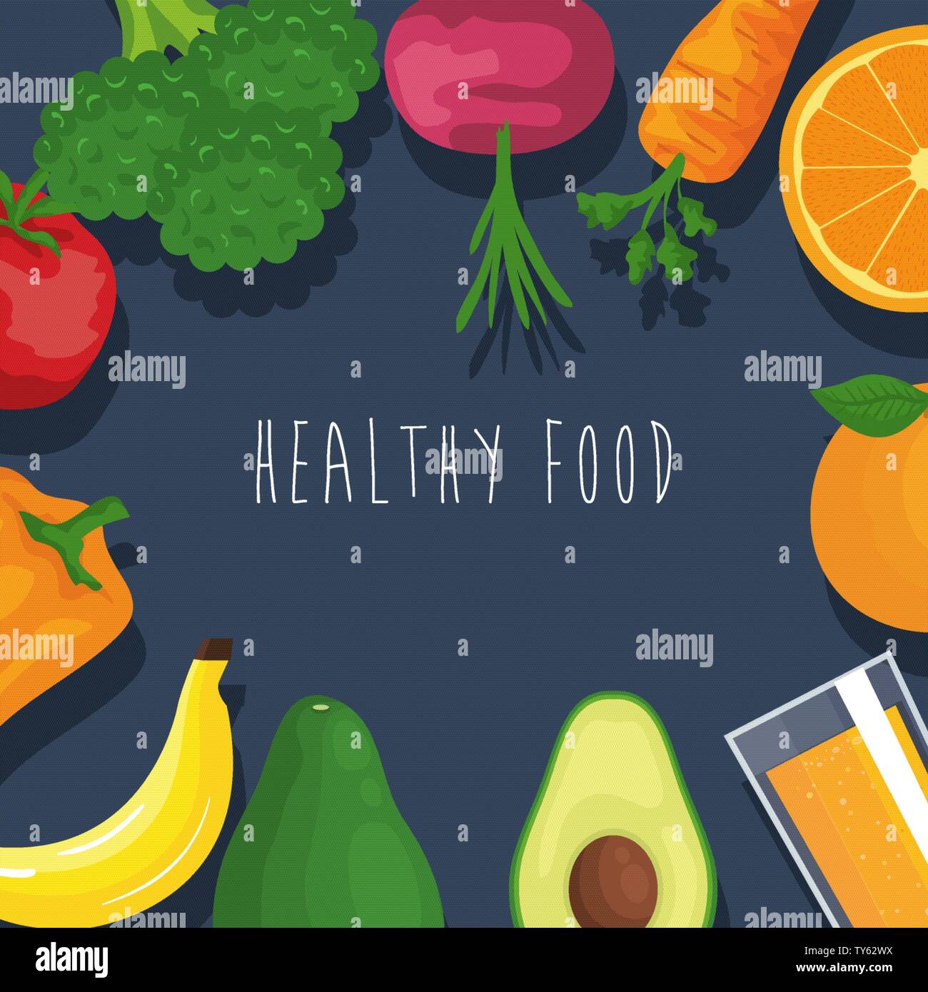 fresh vegetables and fruits organic nutrition background Stock Vector ...