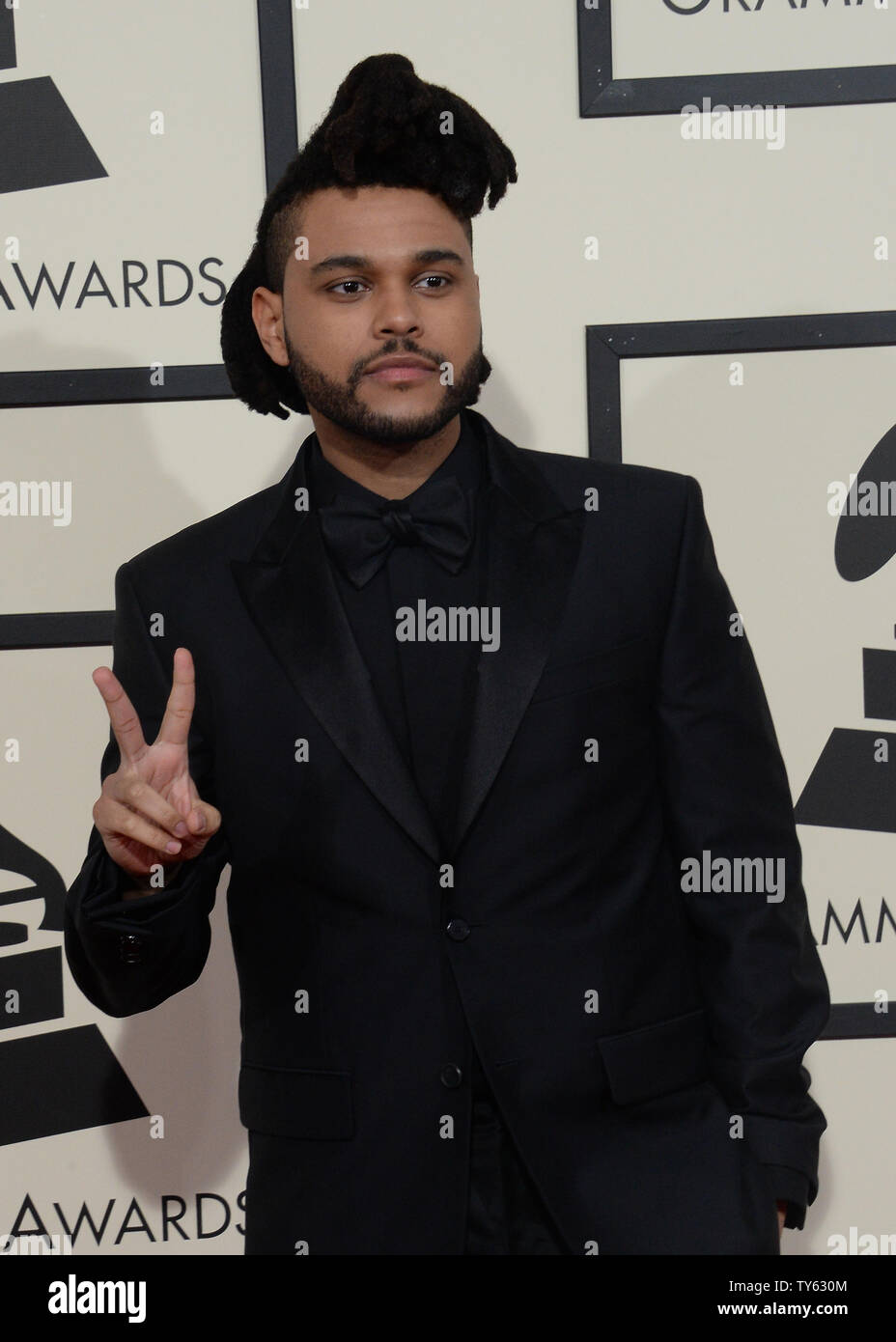 The Weeknd arrives for the 58th annual Grammy Awards held at Staples ...