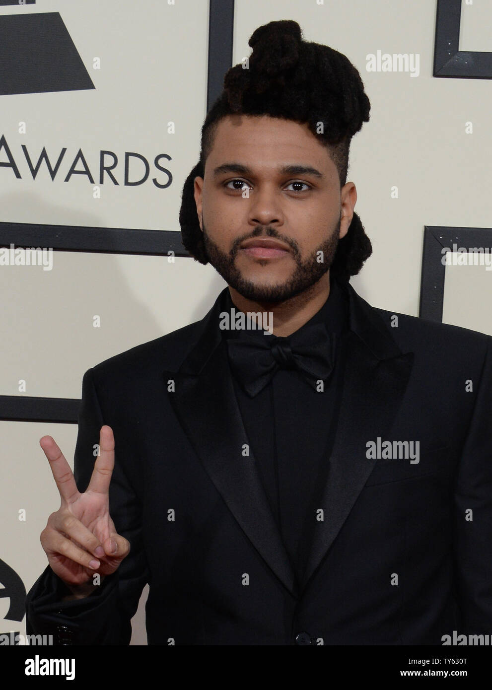 The Weeknd arrives for the 58th annual Grammy Awards held at Staples ...