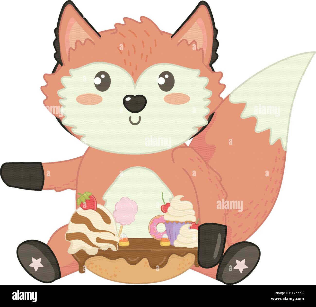 Fox cartoon with sweet food design, Animal cute zoo life nature and ...